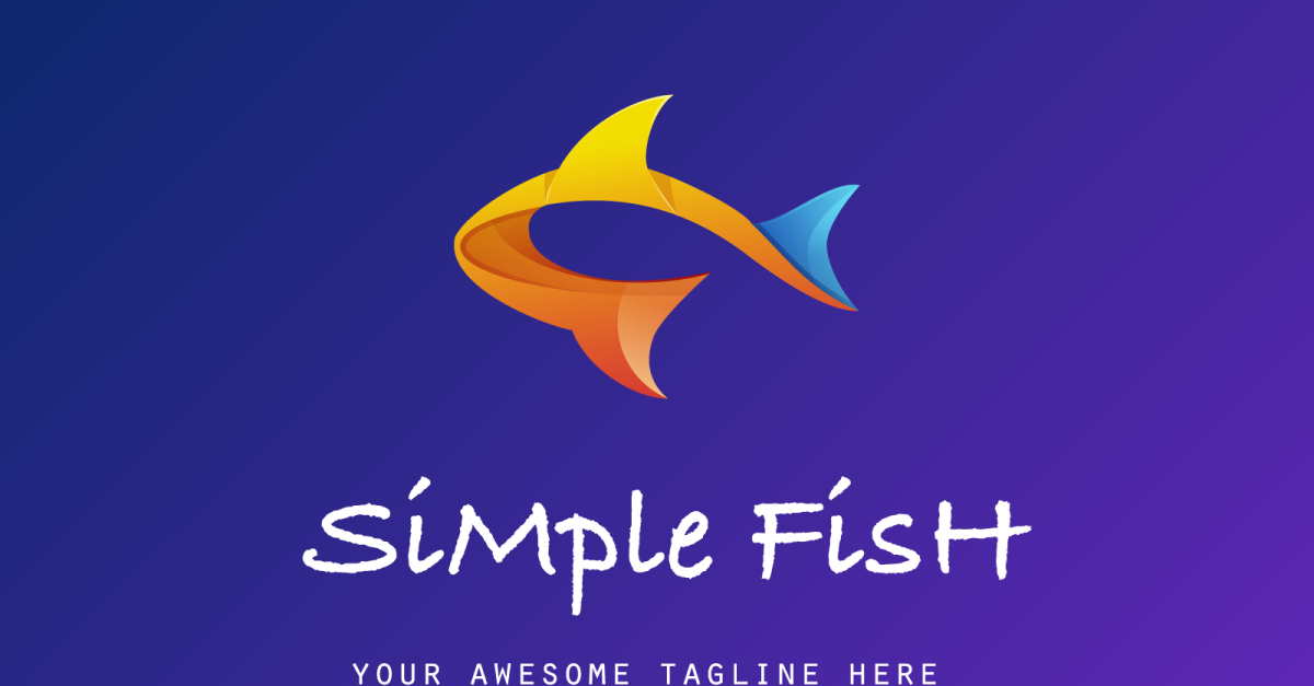 Simple Fish - Gradient Logo Template - TemplateMonster