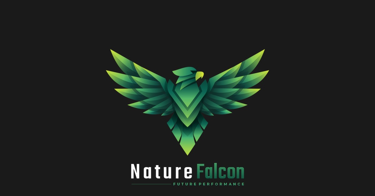 Modelo de logotipo gradiente Nature Falcon - TemplateMonster