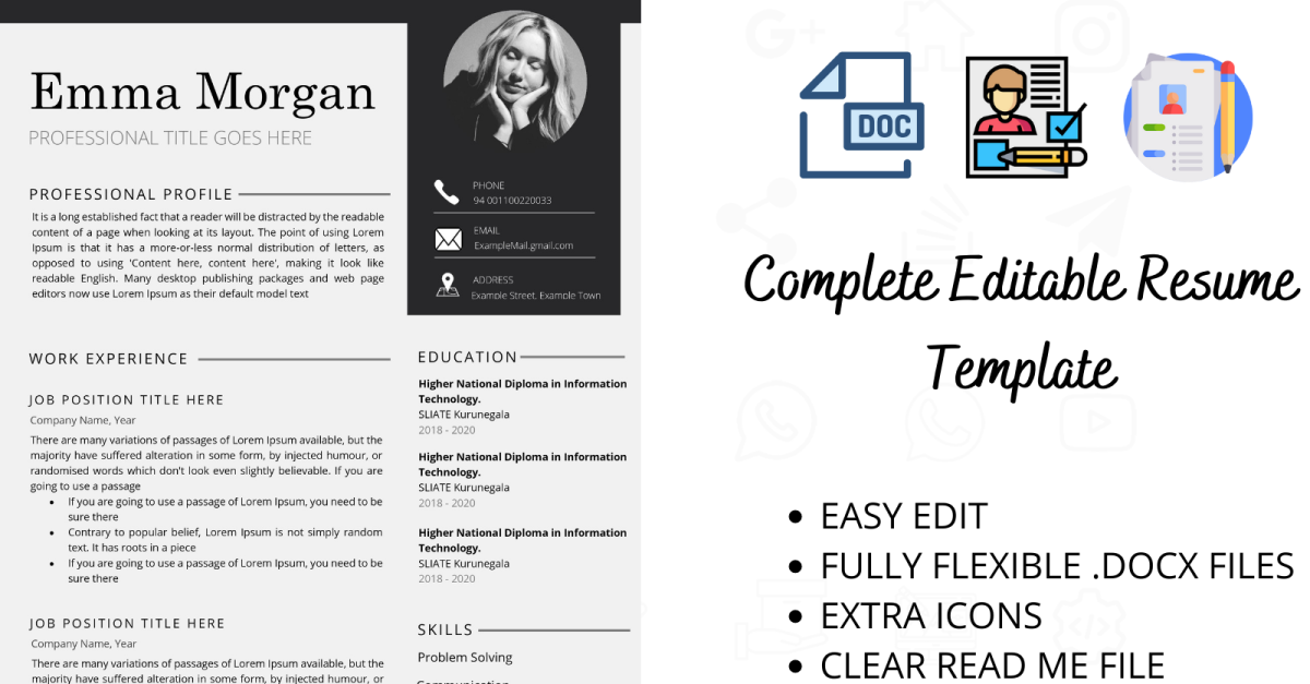 Emma Morgan's Resume Template #203143 - TemplateMonster