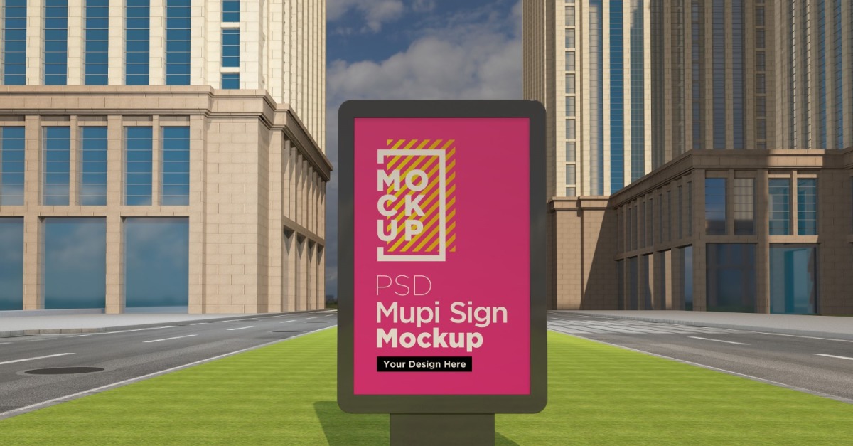 Mupi advertisement Sign Mockup Template - TemplateMonster