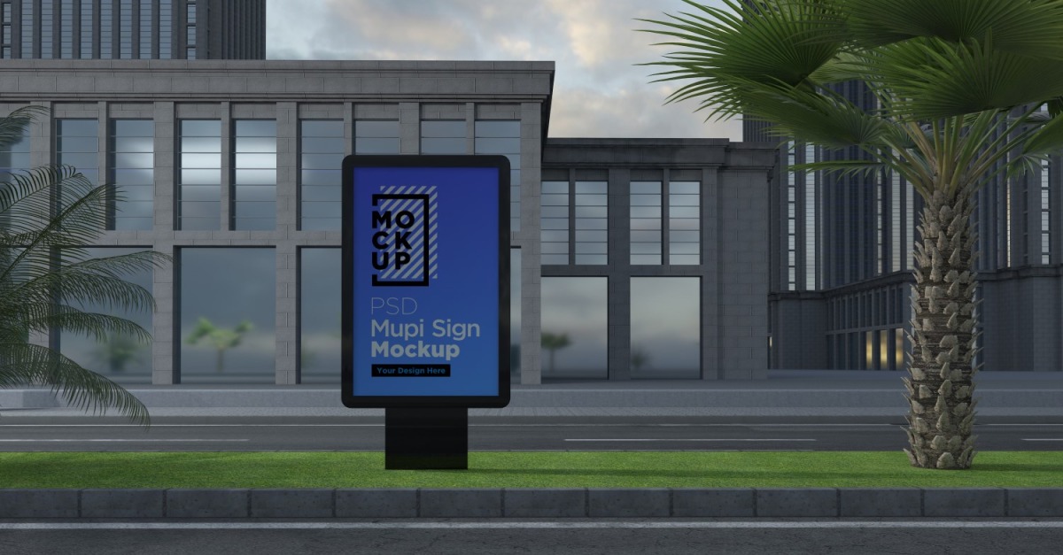 Mupi double sided billboard mockup template design 3d Rendering