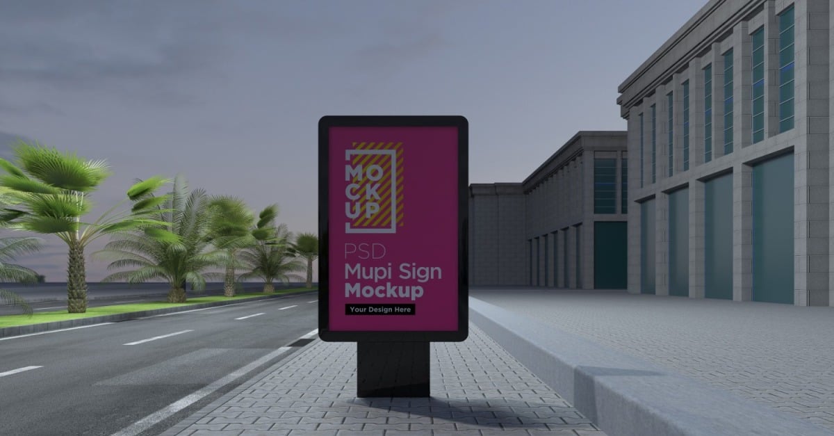 Mupi double sided sign mockup template design 3d Rendering