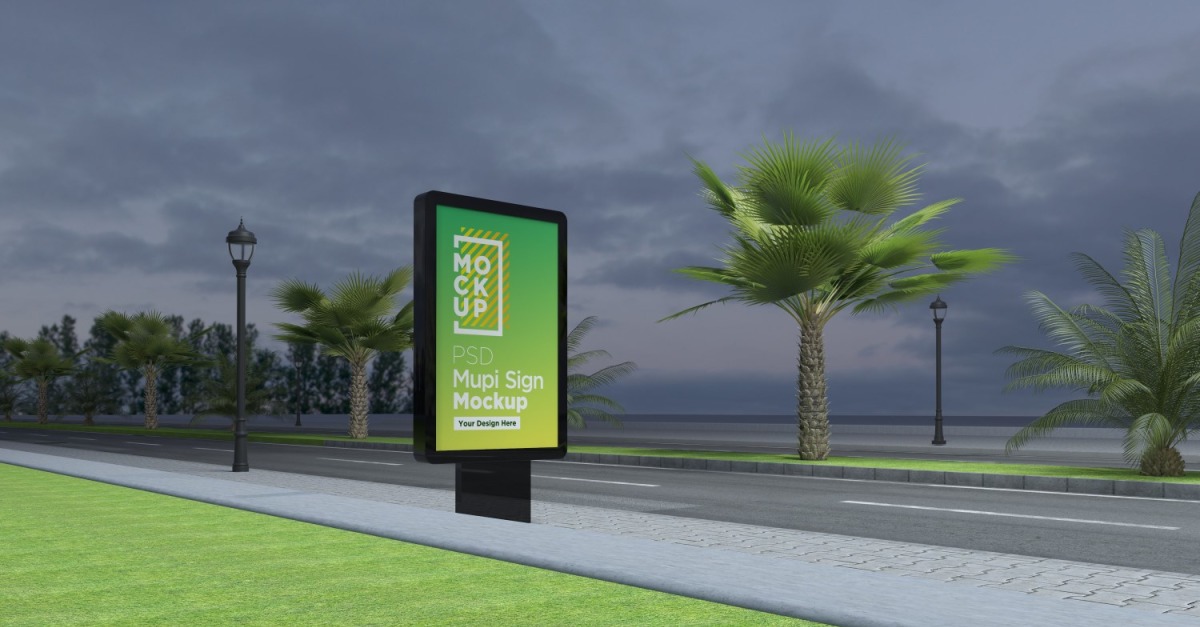 Mupi double sided signage mockup template design 3d Rendering