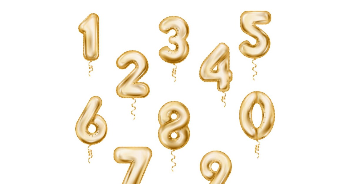 Balloon Numbers Realistic Set Vector Illustration Concept
