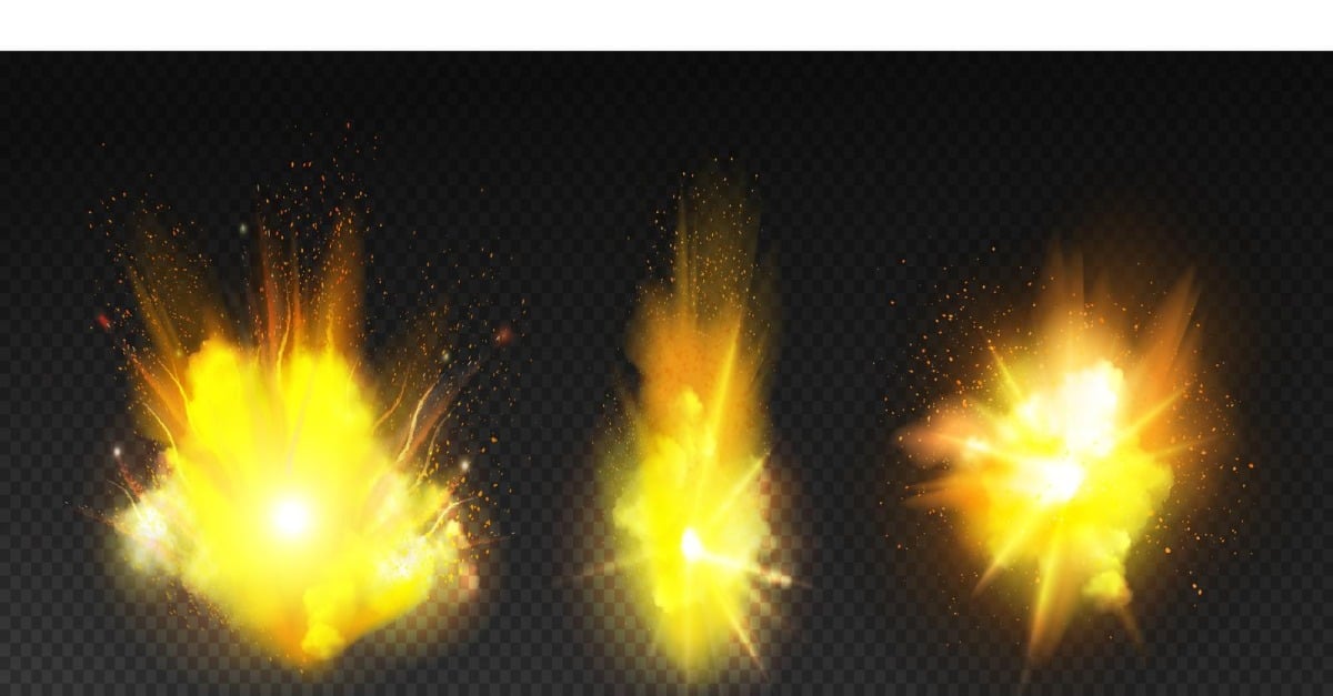 Fire Explosion Realistic Set Vector Illustration Concept