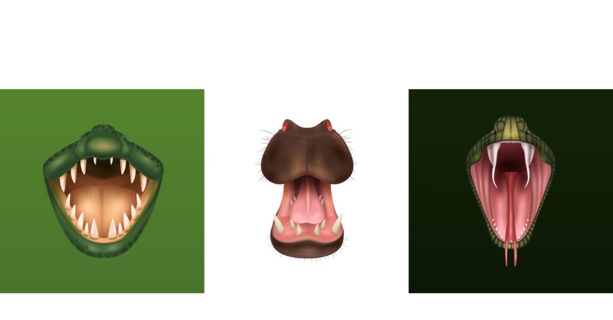 Realistic Animal Open Mouth Design Concept Vector Illustration Concept