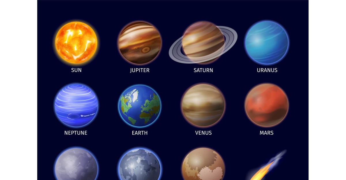 Realistic Space Planet Set Vector Illustration Concept