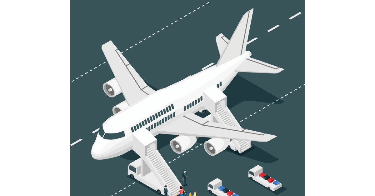 Airplane Onboarding Isometric Composition Vector Illustration Concept