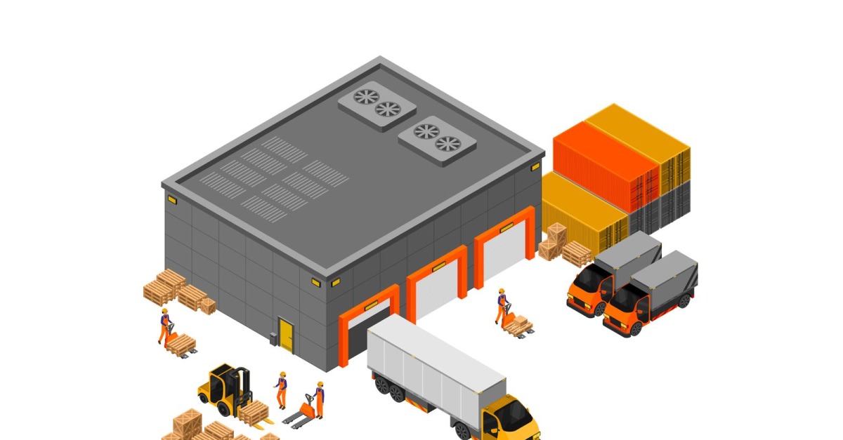 Warehouse Isometric 2 Vector Illustration Concept