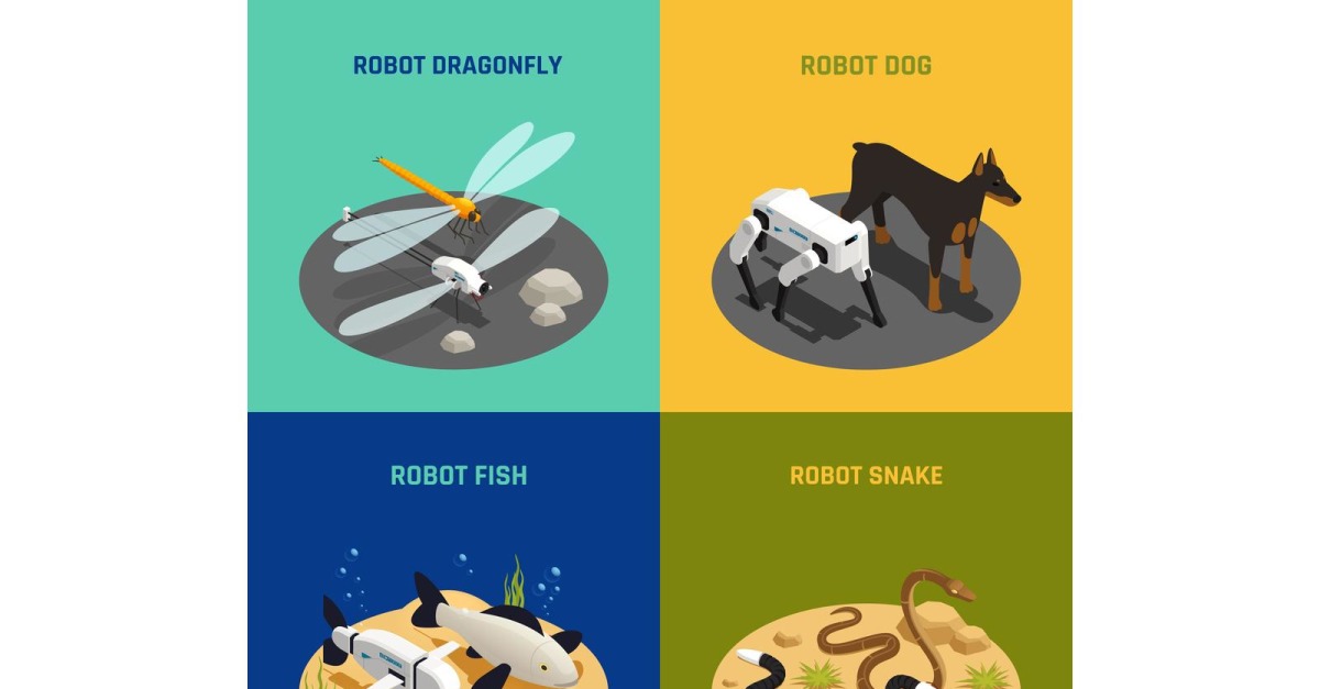 Bio Robots Isometric Vector Illustration Concept