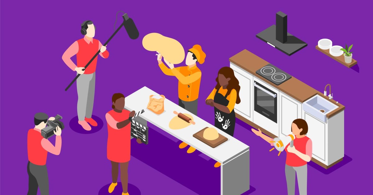 Cooking Show Isometric Background Vector Illustration Concept