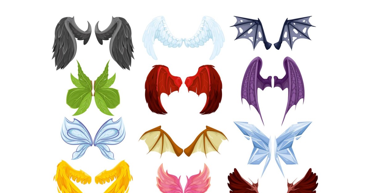 Mythical Animal Wings Set Vector Illustration Concept