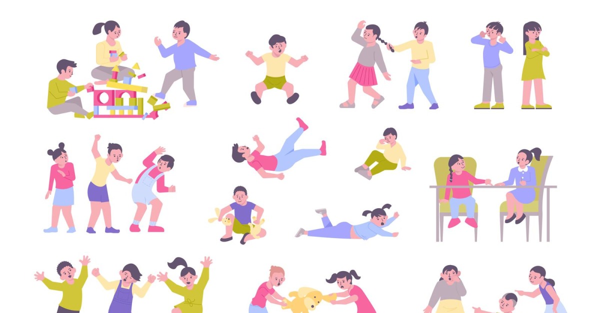 Child Problem Set Flat Vector Illustration Concept