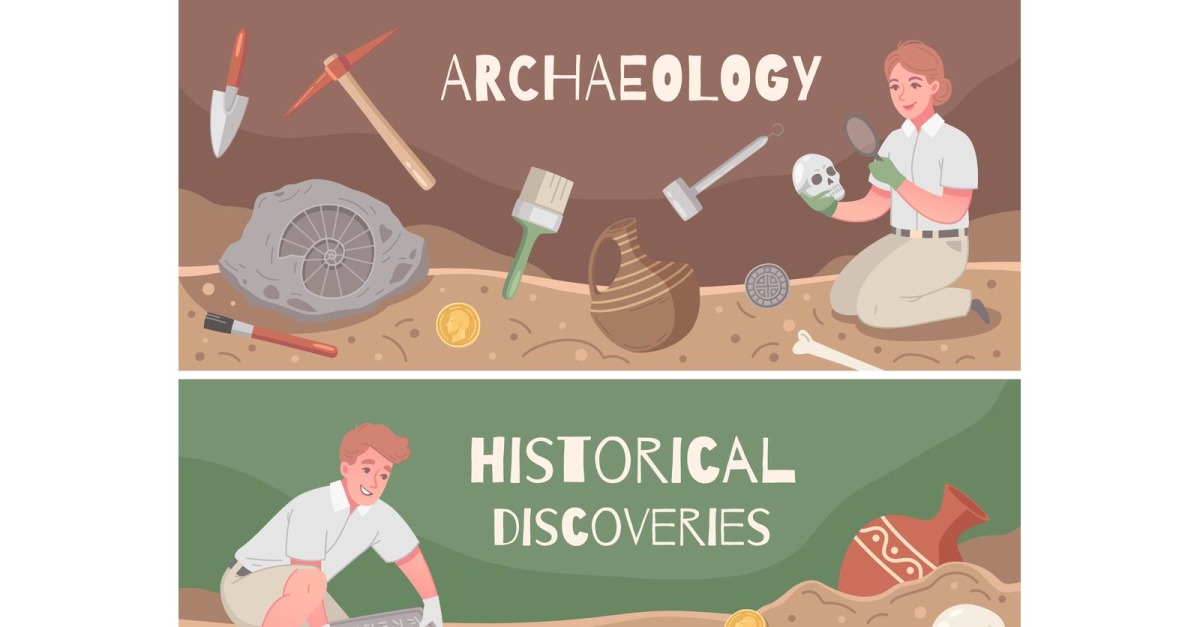 Archéologie Cartoon Set 2 Vector Illustration Concept