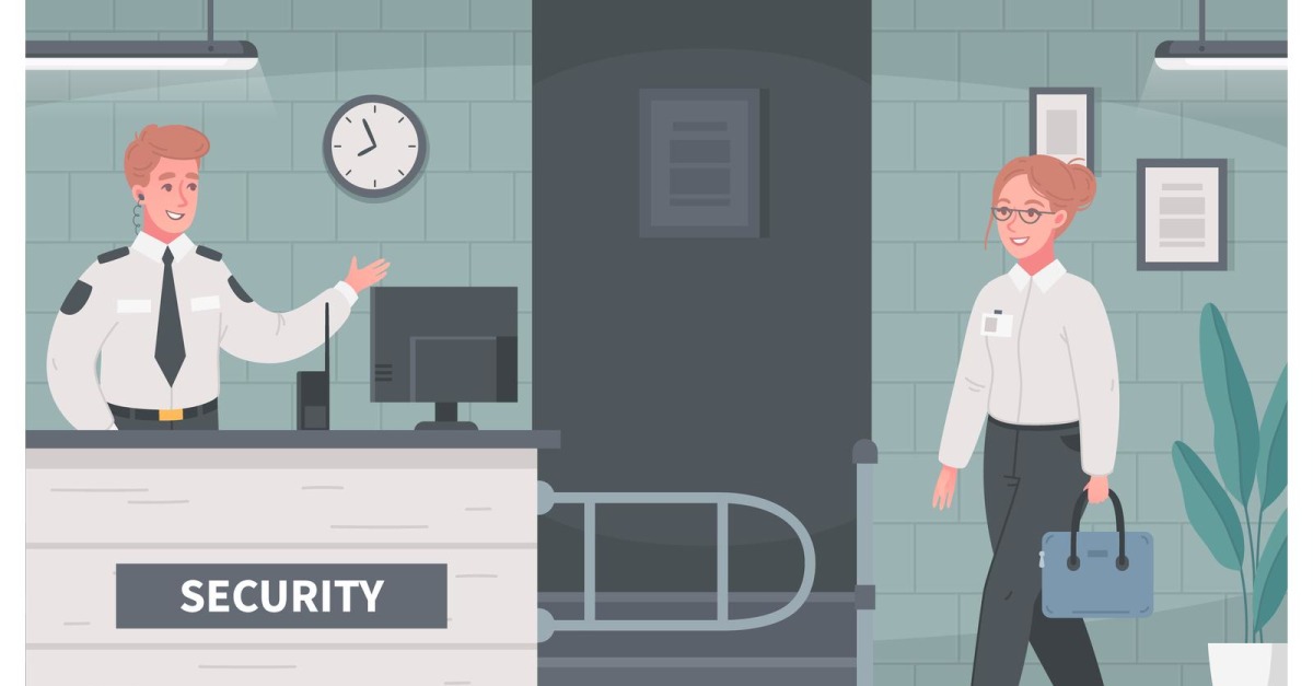 Security Guard Agency Service Cartoon 2 Vector Illustration Concept