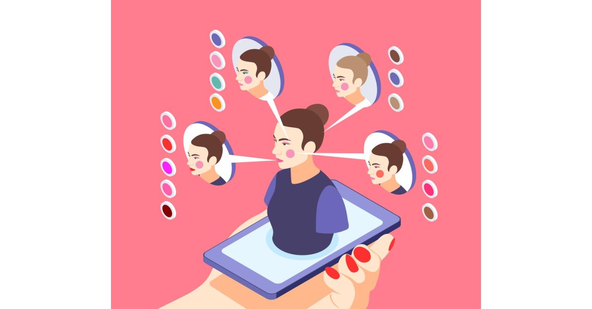 Virtual Makeup Background-01 Vector Illustration Concept