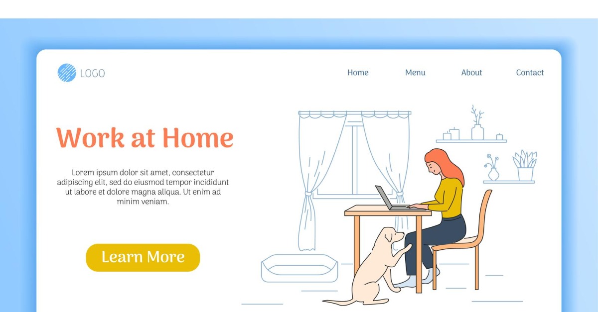 Work At Home Problems Flat Web Site Vector Illustration Concept