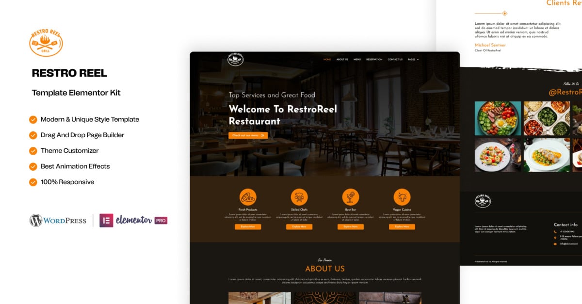 Restro Reels – Restaurant WordPress Elementor Template Kit