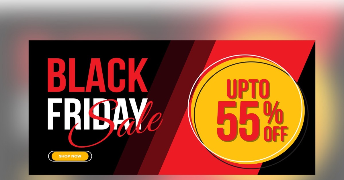 Black Friday Sale Banner With 55% Off Discount On Black And Cherry ...