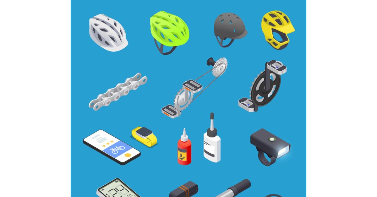 Bicycle Isometric Set- 2 Vector Illustration Concept