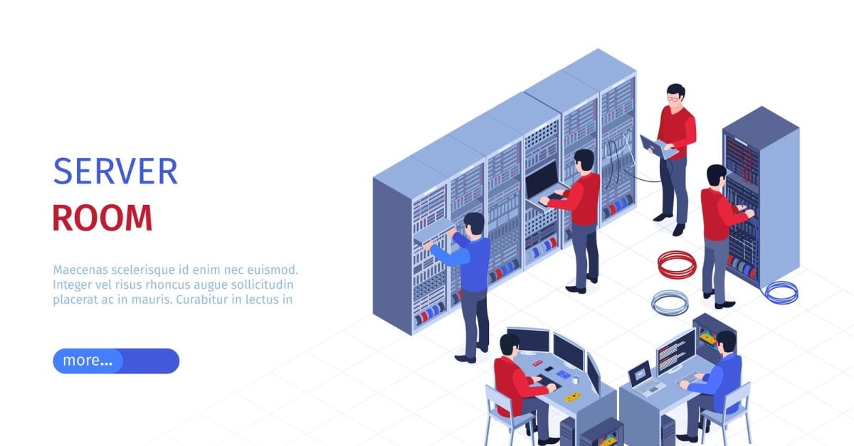 Isometric System Administrator Banner Vector Illustration Concept