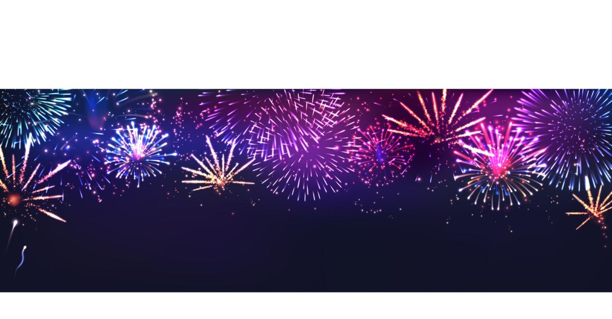 Realistic Fireworks Horizontal Poster Vector Illustration Concept