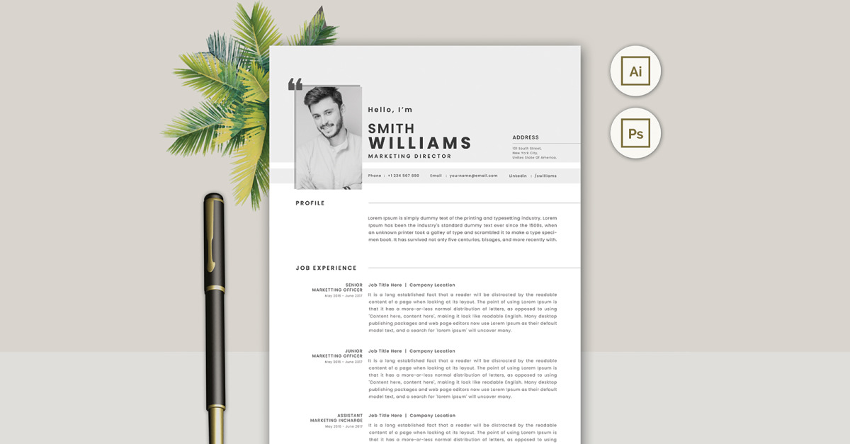 Smith Willams Job Hunting Resume CV Template