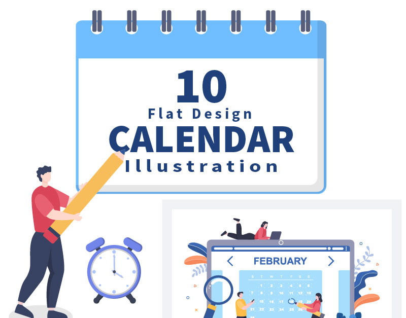 10 Calendar for Planning Work or Events Vector Illustration