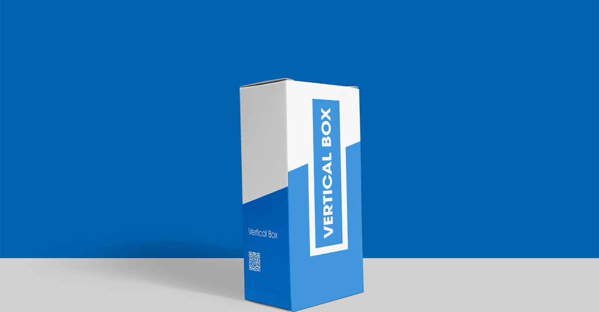 Realistic Packaging vertical Box Mockup - TemplateMonster