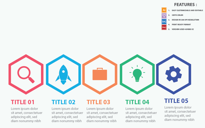 Colorful Hexa Infographic Template #208020 - TemplateMonster