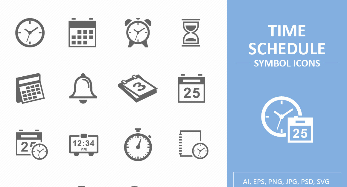 Time and Schedule Symbol Icons #208049 - TemplateMonster