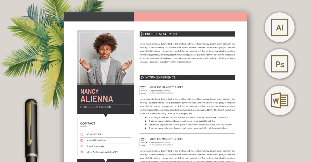 Professional Resume CV Template Design Vol 17