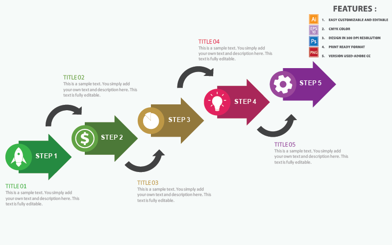 Step Count Infographic Vector Design Template