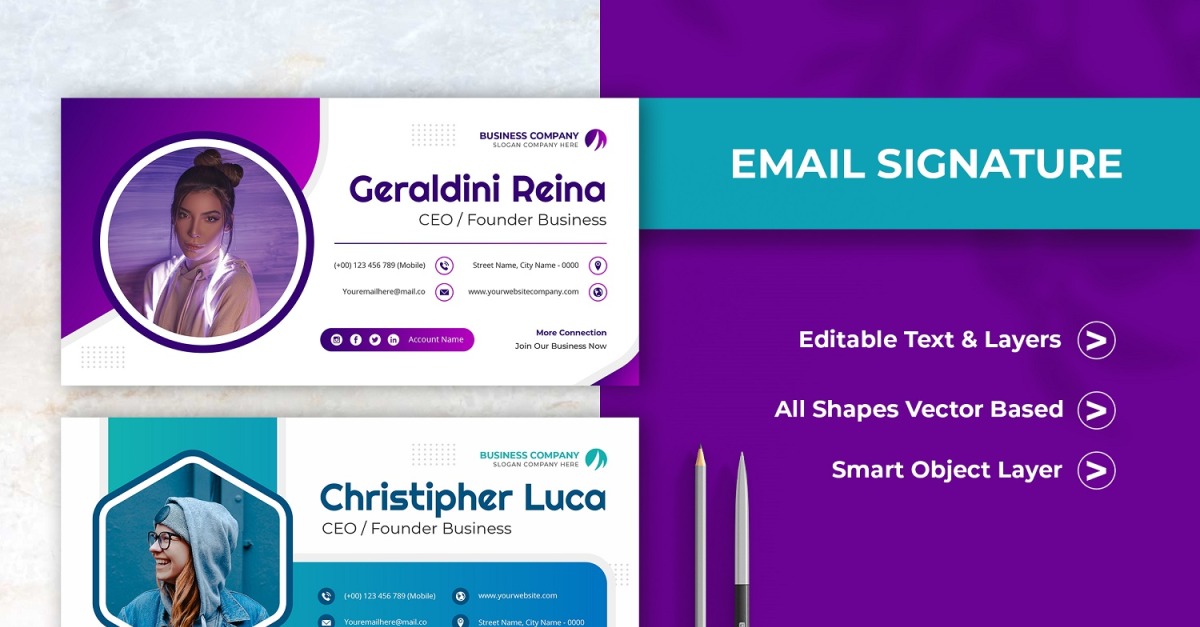 Gradient Modern Email Signature #208453 - TemplateMonster