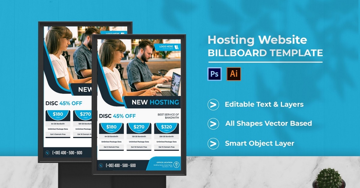Hosting Website Billboard Portrait #208428 - TemplateMonster