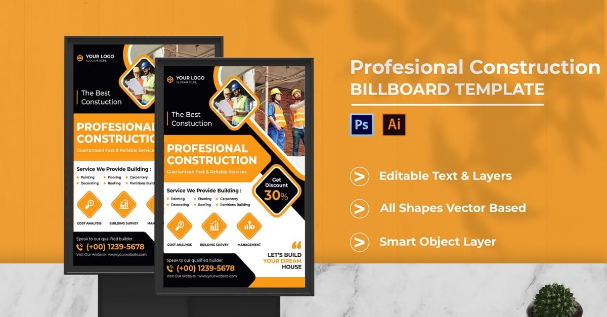 Professional Construction Billboard Portrait