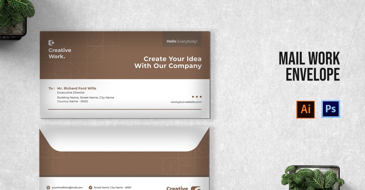 Mail Work Envelope Template #208520 - TemplateMonster
