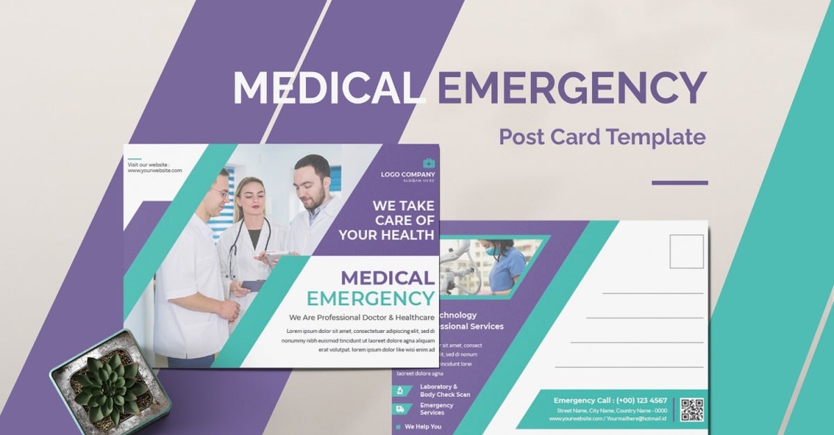 Medical Emergency Post Card #208588 - TemplateMonster