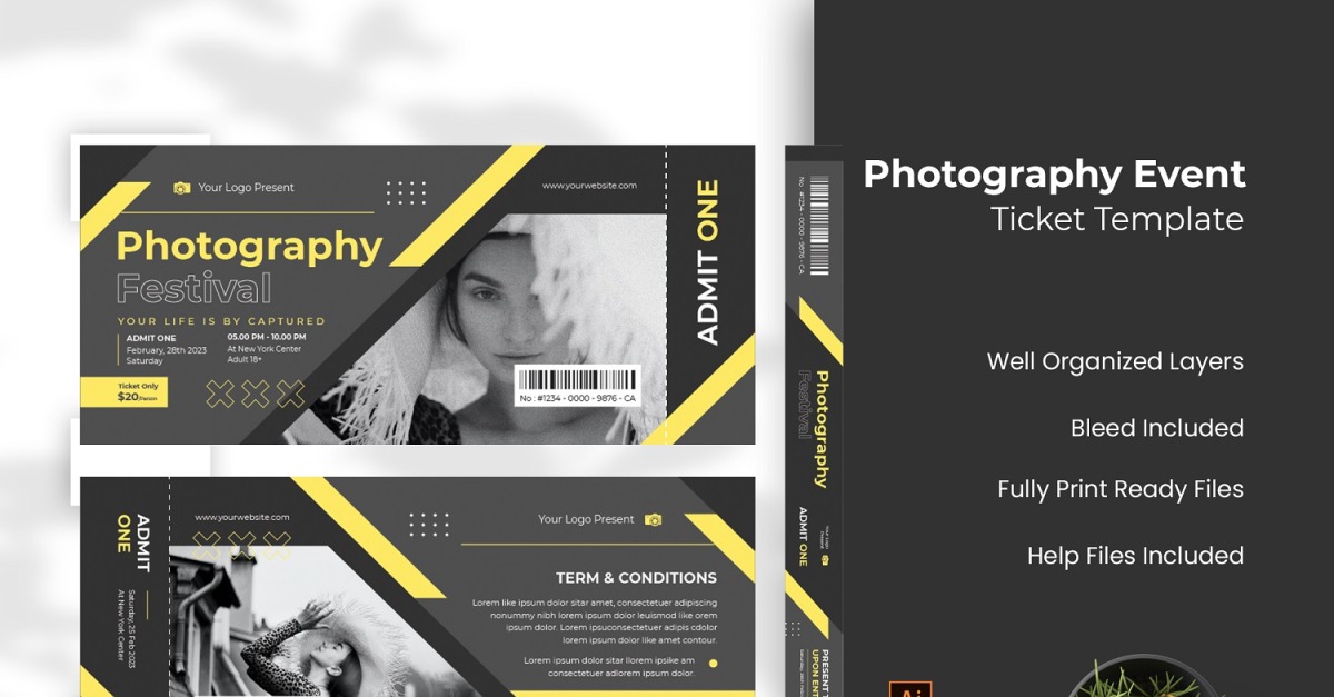 Photography Event Ticket Template #208544 - TemplateMonster