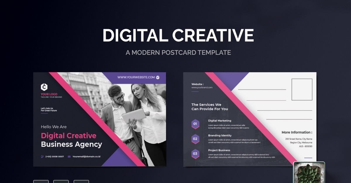 Digital Creative Post Card Template #208602 - TemplateMonster