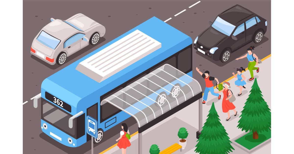 Isometric People Run Bus 210212106 Vector Illustration Concept