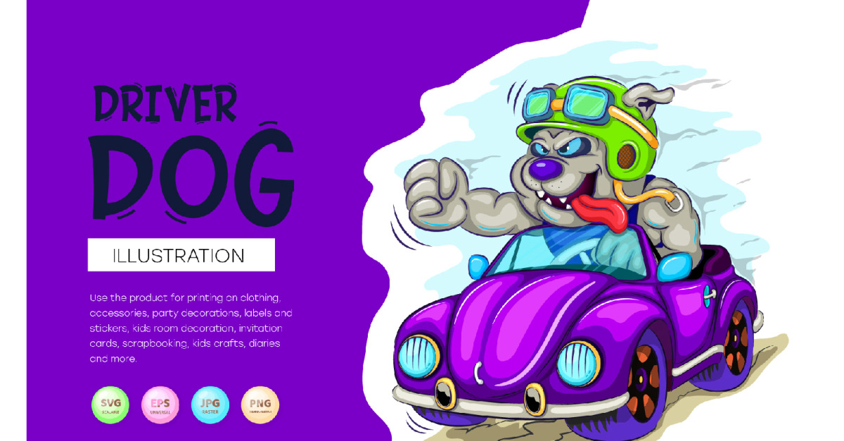 Cartoon dog driver. JPG, PNG, SVG. #209475 - TemplateMonster