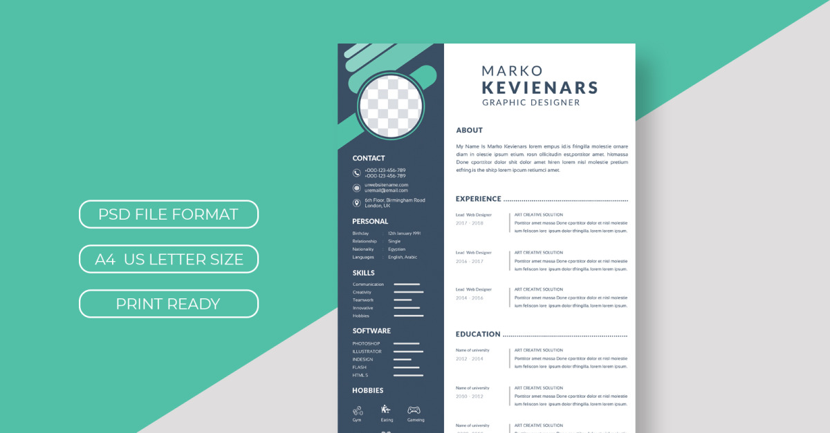 Elegant Resume Layout Design #209572 - TemplateMonster