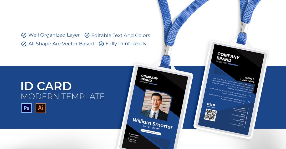 Brightful Black ID Card Template #209964 - TemplateMonster