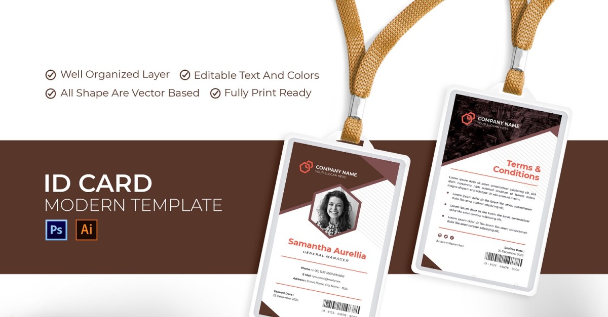 Brown Company ID Card Template #209971 - TemplateMonster