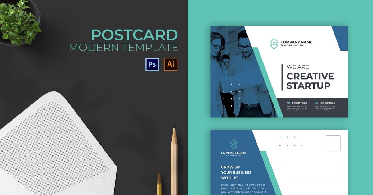 Creative Startup Post Card #209948 - TemplateMonster