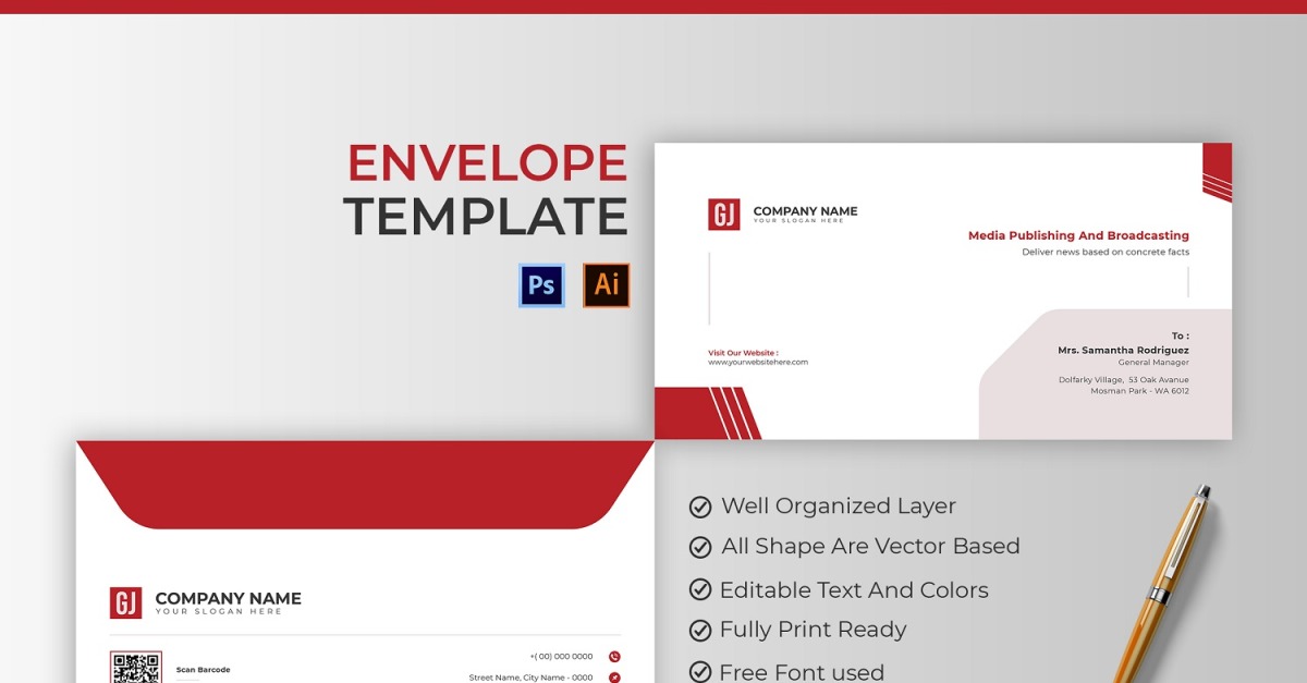 GJ Media Envelope Template #209977 - TemplateMonster