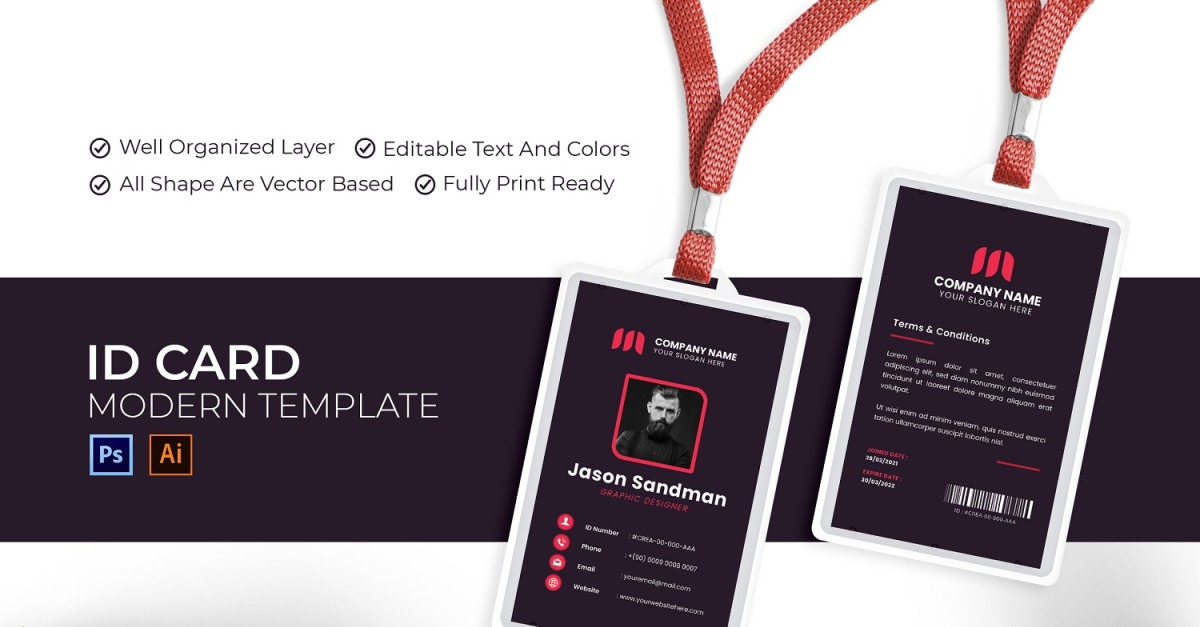 Maroon Studio ID Card Template #209969 - TemplateMonster