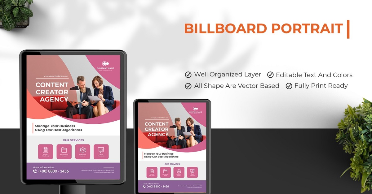 Content Creator Agency Billboard Portrait - TemplateMonster