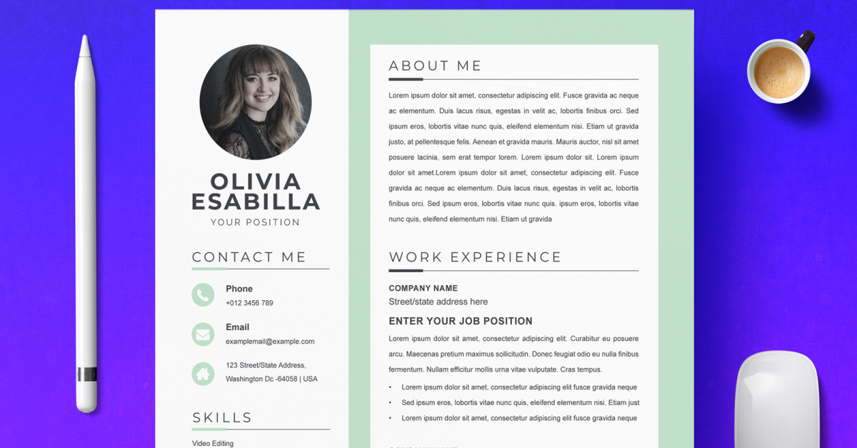 Olivia / Professional Resume CV #210151 - TemplateMonster